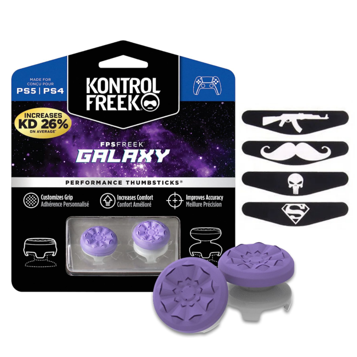 KontrolFreek FPS Freek Galaxy Purple for PS4/PS5 & 4 pcs Light Bar ...
