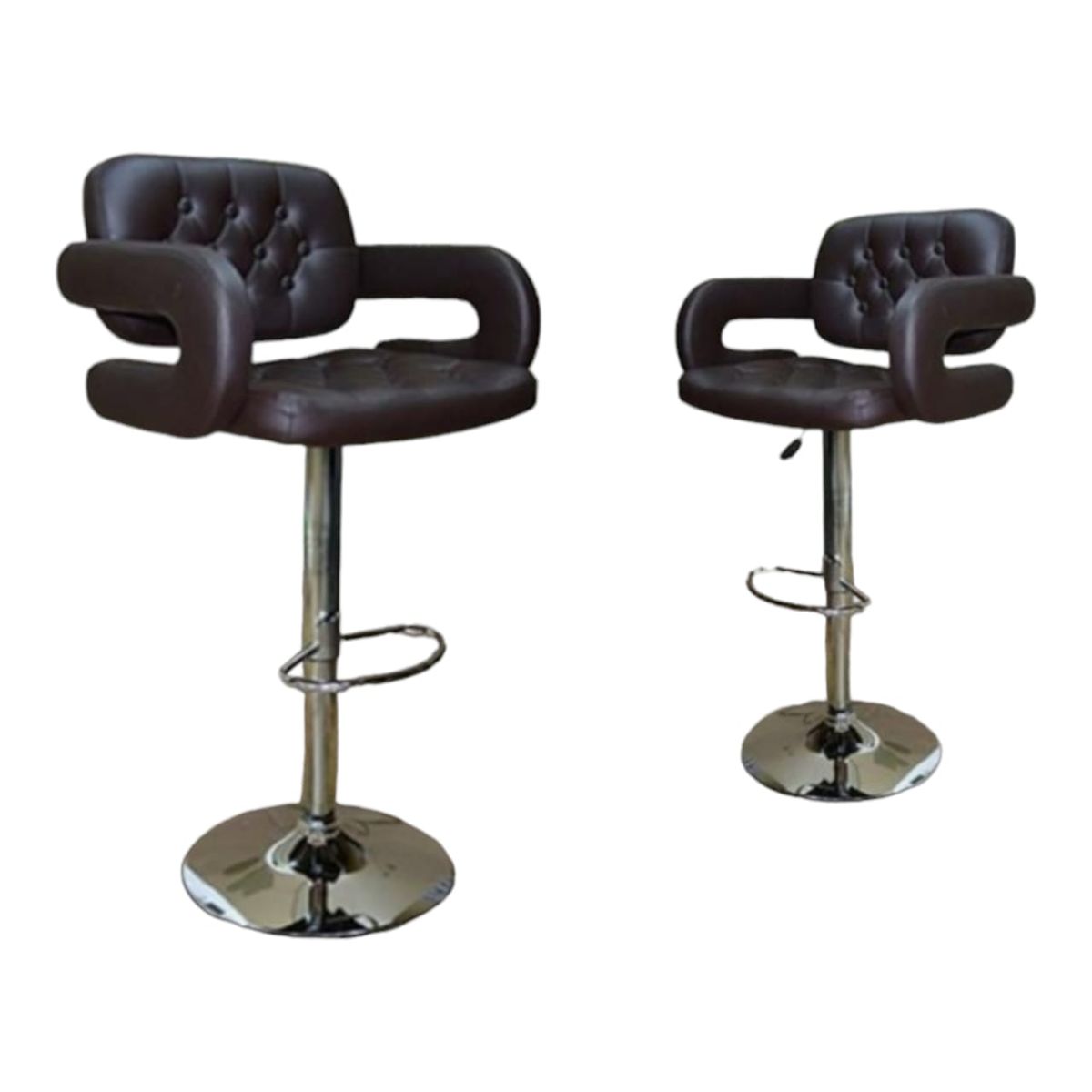 Smte - Bar Stools / Kitchen Counter Breakfast Chairs-Set of 2 -Brown ...