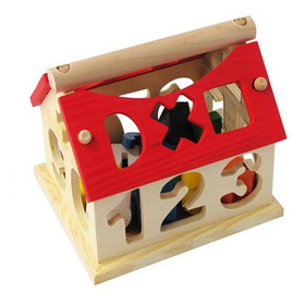 Kids Wooden House Shape Number& Shape Sorting Blocks Toy | Shop Today ...