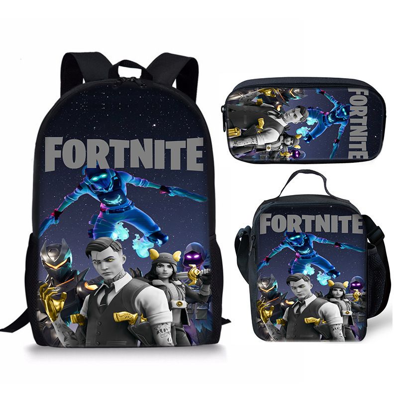 3-Piece Kids School Backpack, Lunch Box and Pencil Case Set Fortnite ...