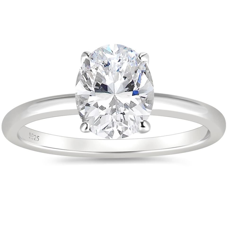 Ring Somen 925 Sterling Silver 3ct Oval Cut Zirconia Diamond Solitaire Ring - Silver | Shop ...
