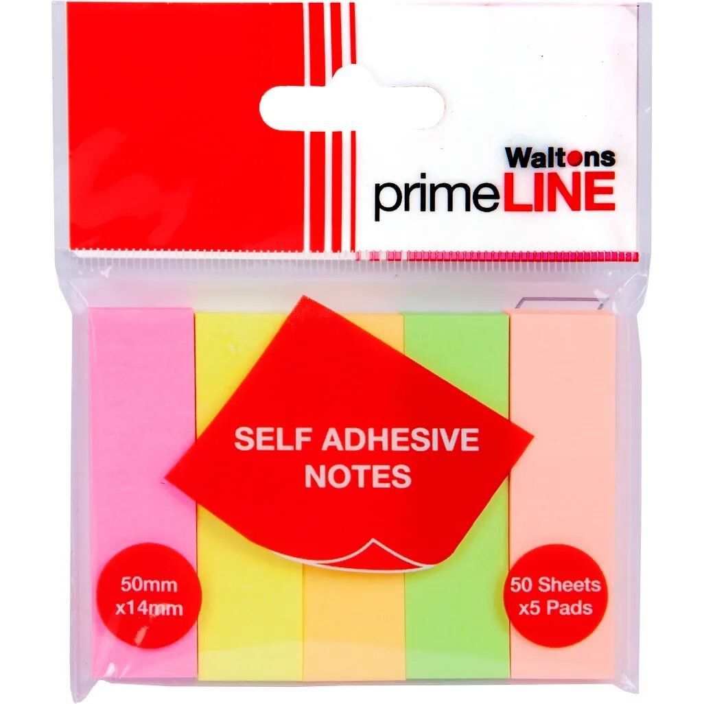 Primeline Flag Self Adhesive Notes Neon - 5 Piece (50mm x 14mm) x 6 ...