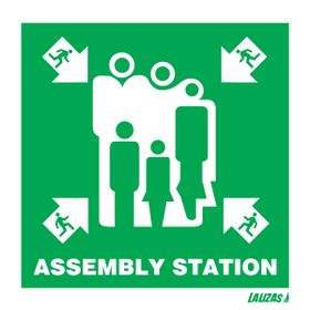 Assembly Station Safety Sign Photoluminescent 19cm x 19cm | Shop Today ...