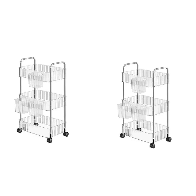 2 Pack-Transparent Plastic Storage Trolley | Shop Today. Get it ...