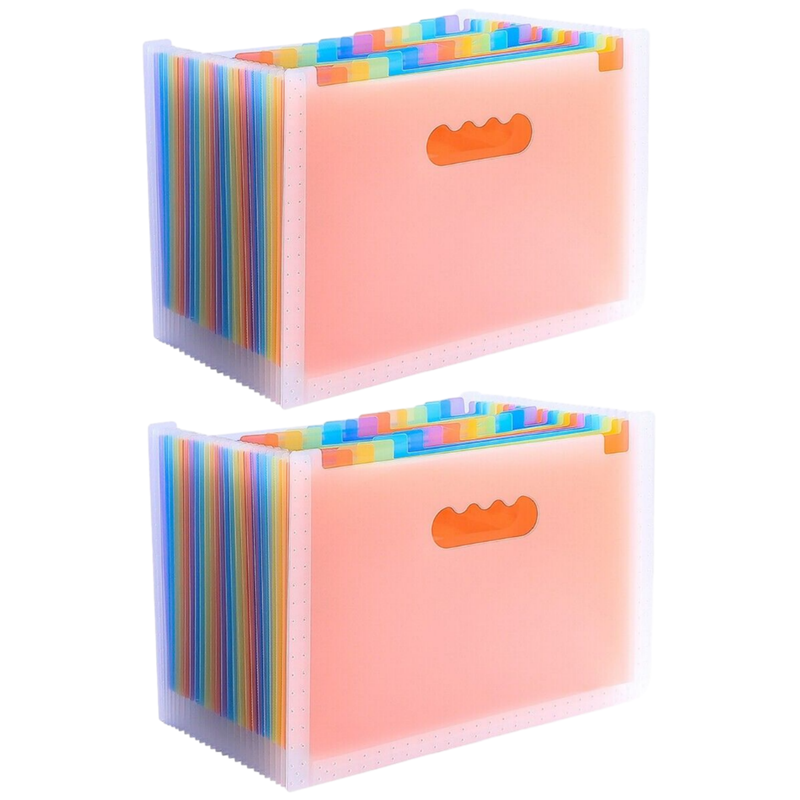 2Pack 25 Pocket Expandable File Organiser Folder A4 Document Organiser ...