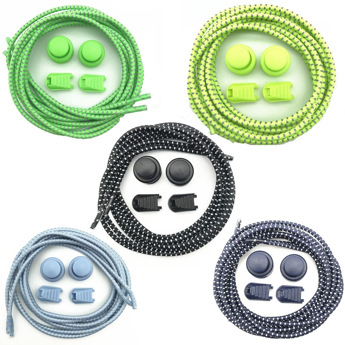 Five pairs of No Tie Shoe laces One Size Fits All Elastic Lock Laces ...