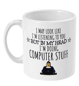 I'm Thinking About Computer Stuff Birthday Christmas IT Tech Gift Mug ...