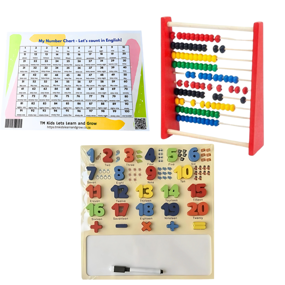 3-Piece Ultimate Maths Kit:( 1-100 Number Chart, Abacus and Learning ...