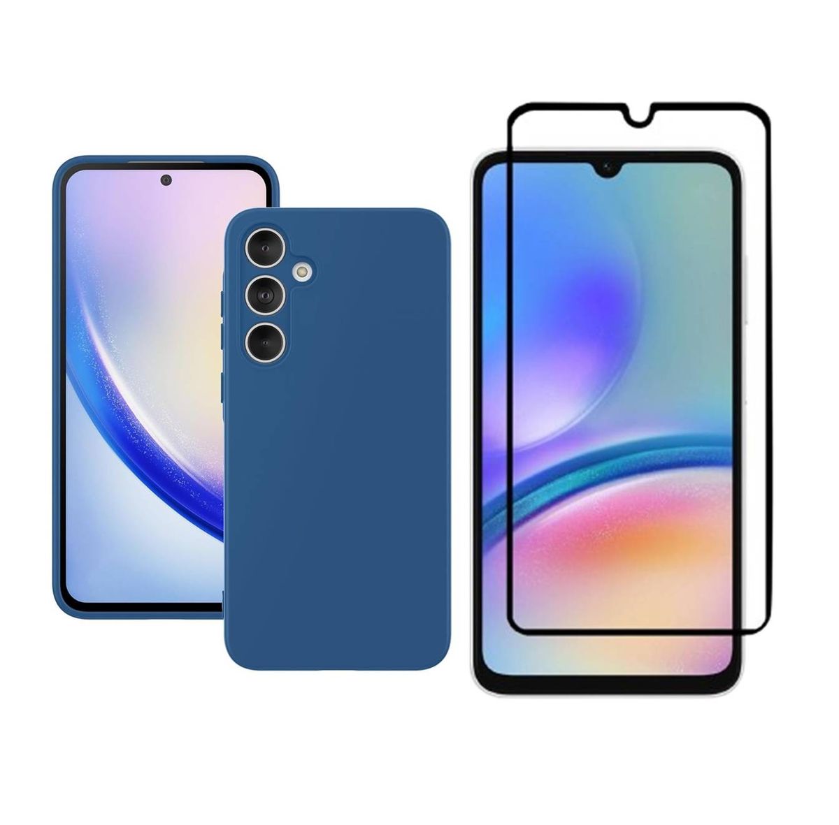 Silicone Phone Case & Screen Protector Combo Compatible with Samsung Galaxy A56 - Blue | Shop ...