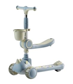 Push Foot Scooter Four Flashing Wheels Kick Scooter for Kids - Blue ...