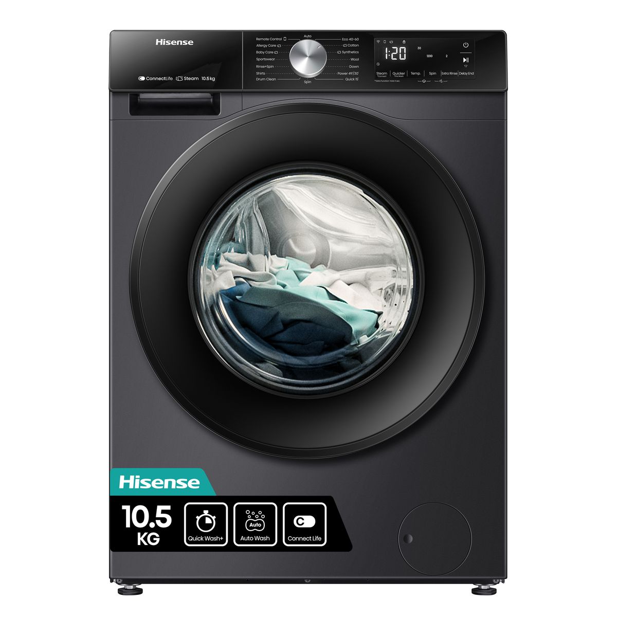 Hisense 10Kg Smart Front Load Washing Machine with Inverter-Titanium ...