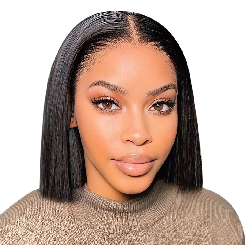Geebuy Comfortable Double Drawn short wig Frontal Glueless Wig 10inch ...