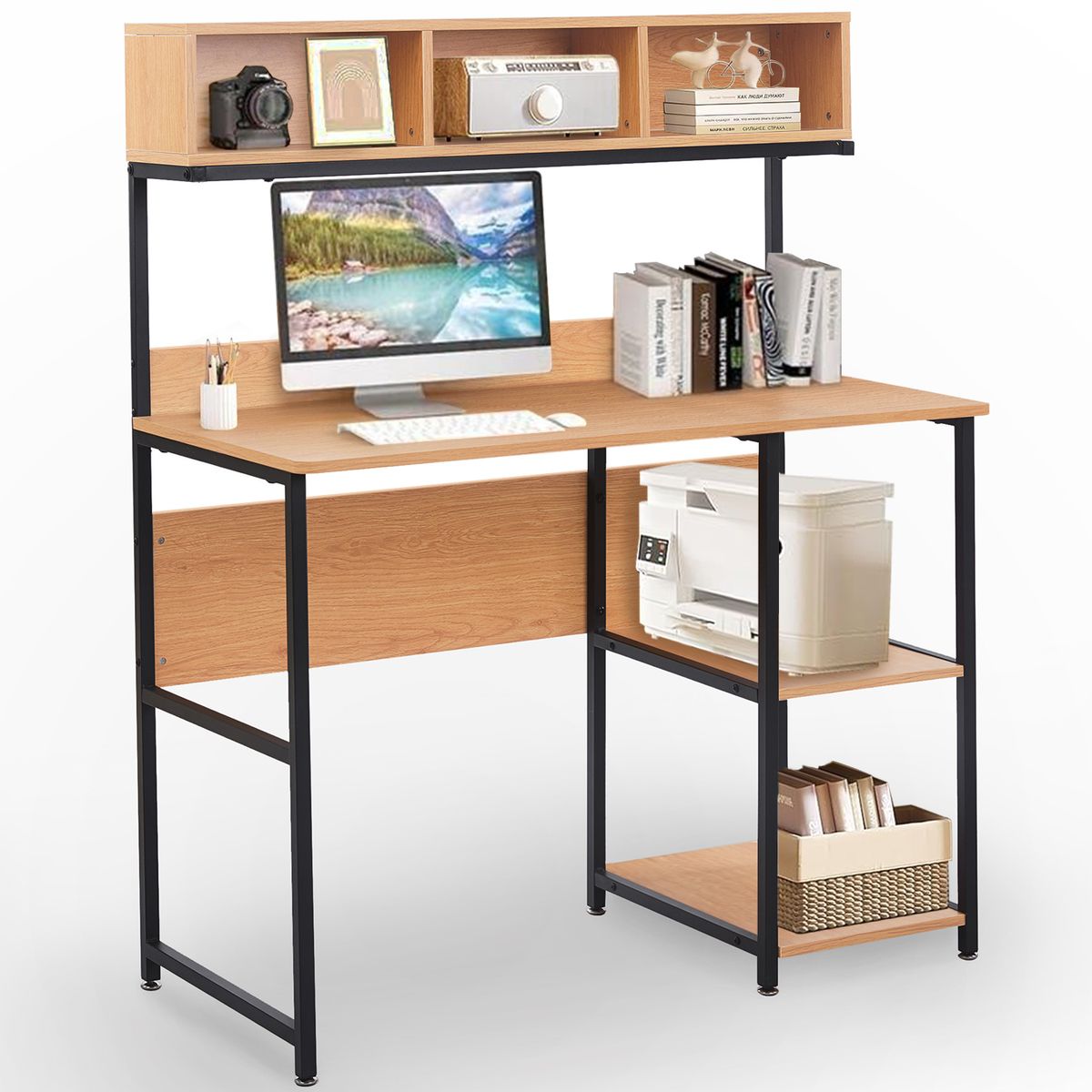 Work Desk Office Desk Computer Table Bookshelf Storage Cabinet | Shop ...