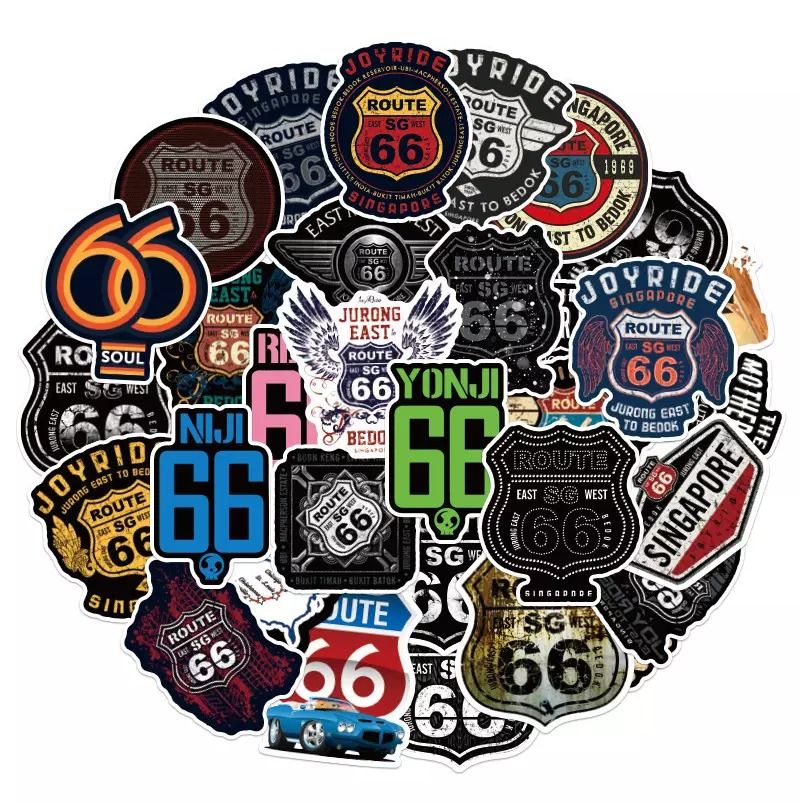 50 Piece High Quality Route 66 Road Vinyl Sticker Pack - 70 | Shop ...