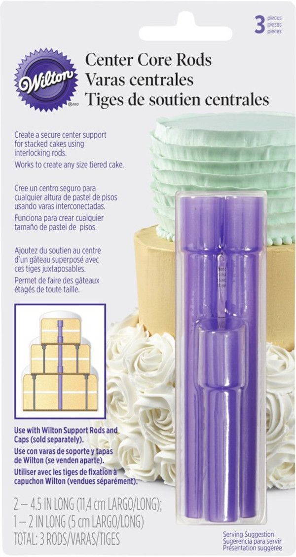 Wilton 3 Pcs Plastic Column Rods Cake Construction Baking Decorating ...