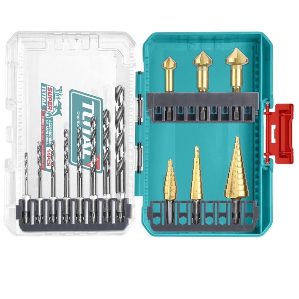 Total Tools - 4341 HSS Drill Bits and Step Drill Bits Set - 14 piece ...