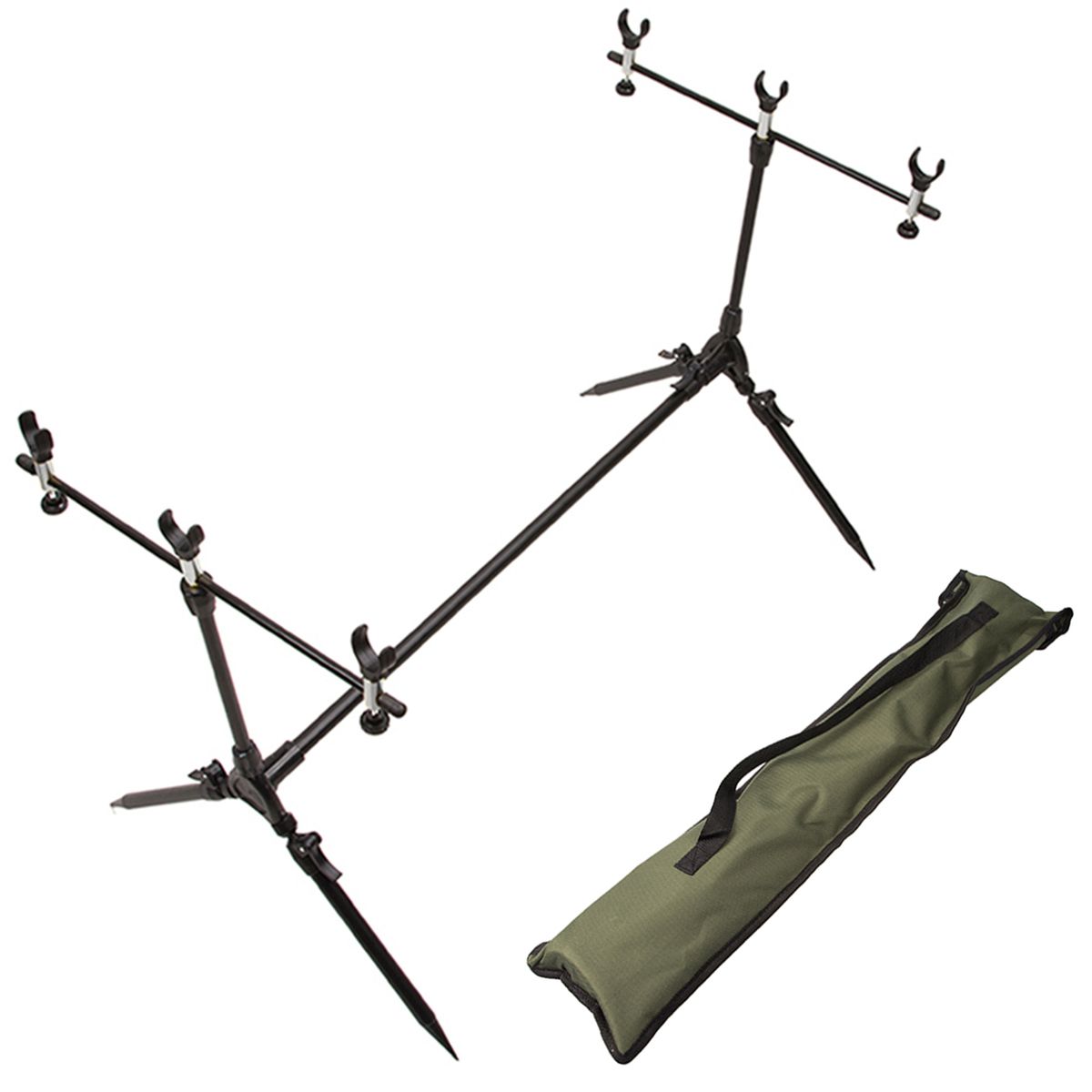 Carp Fishing Rod Pod Adjustable Fishing Rod Holder Rod Rack & Carry Bag ...