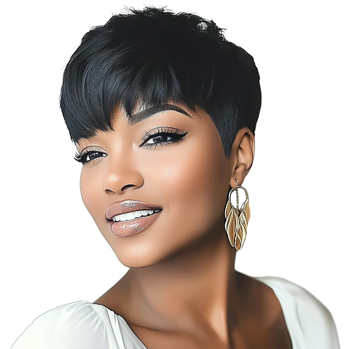 VSP Short Straight Bob Wig Human Hair for Women Pixie Cut No Lace Front ...