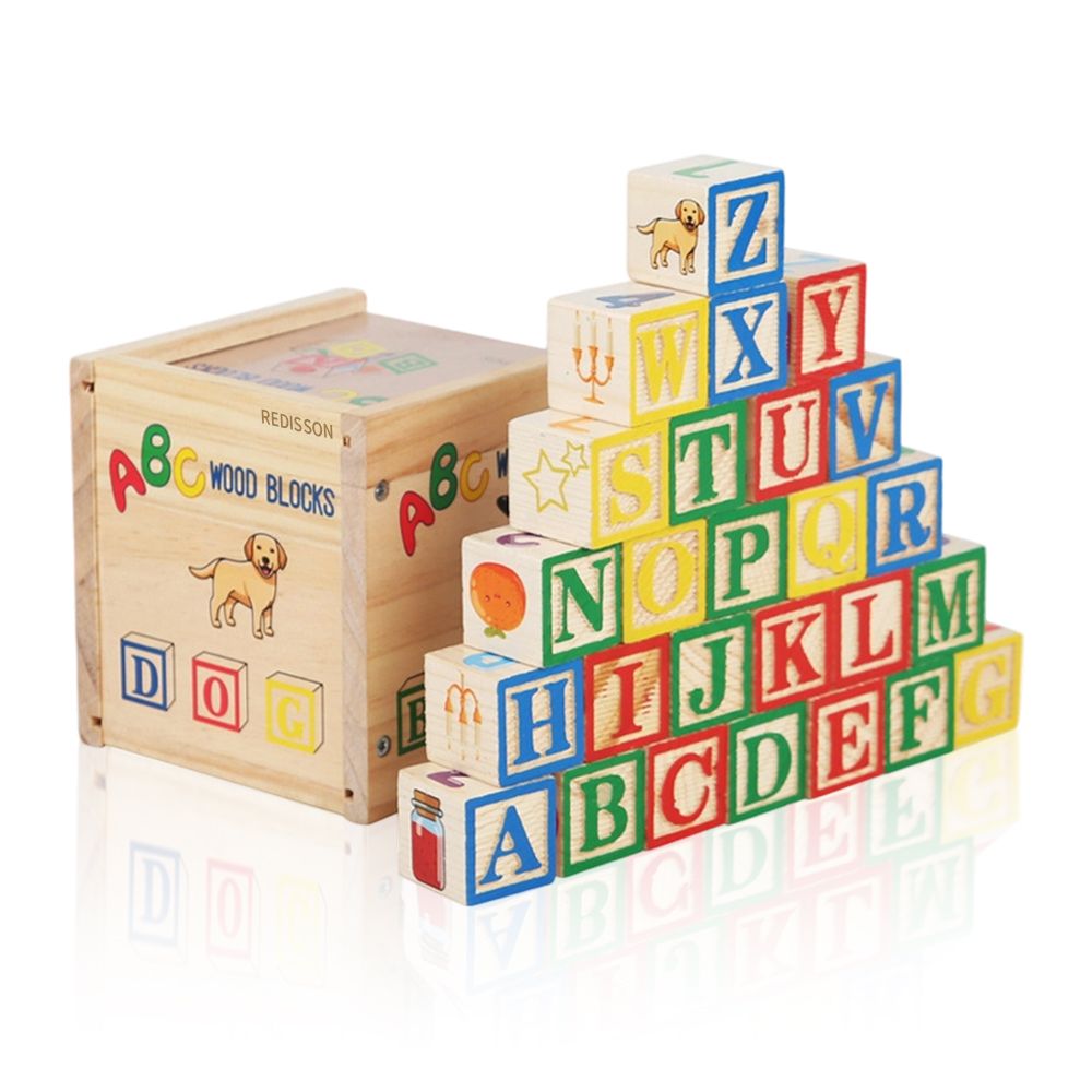 ABC Wooden Blocks 27 PCS Alphabet&Number Stacking Blocks for Toddlers ...