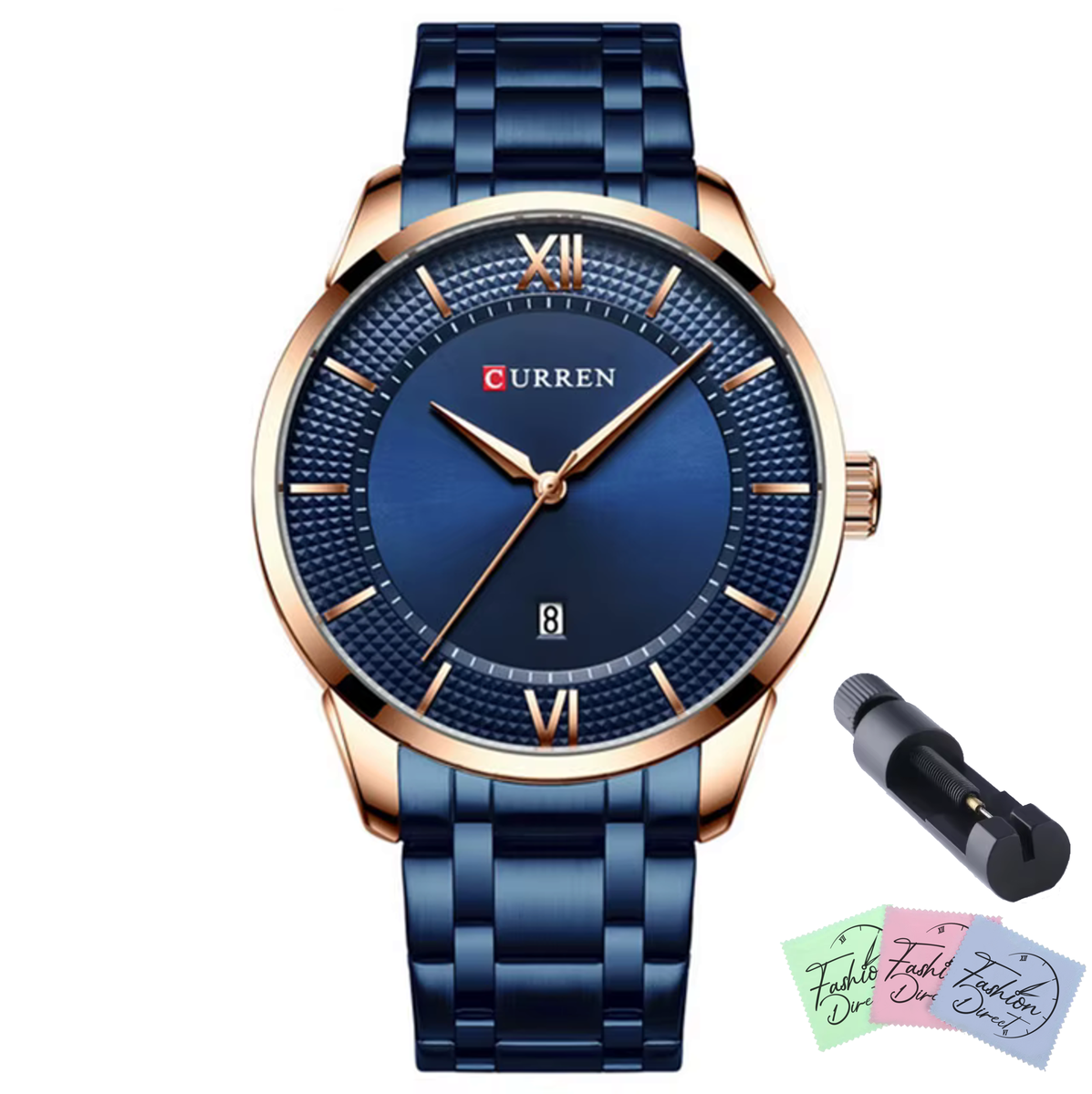 Curren - Men Classic Stainless Steel Strap Formal Watch - Blue | Shop ...
