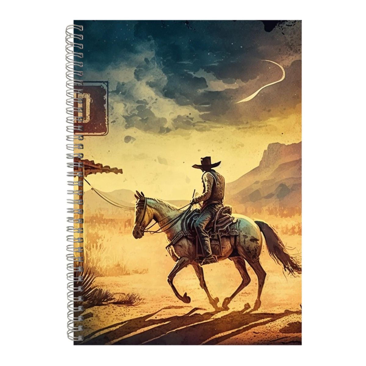 Horse A4 Notebook Spiral and Lined Wild West Graphic Notepad Cowboy ...