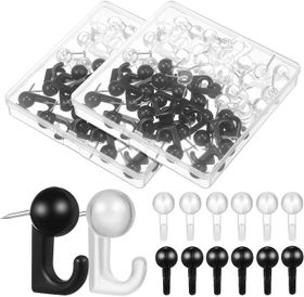 100Pcs Push Pin Hooks Plastic Heads Decorative Wall Thumbtack Hooks ...
