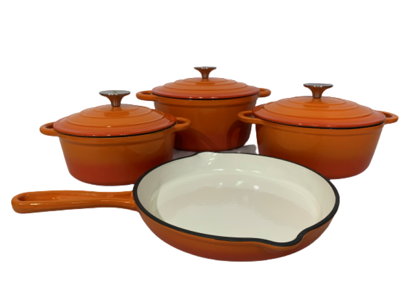 Pot set 7 Piece Cast Iron Grooved Lid Orange | Shop Today. Get it ...
