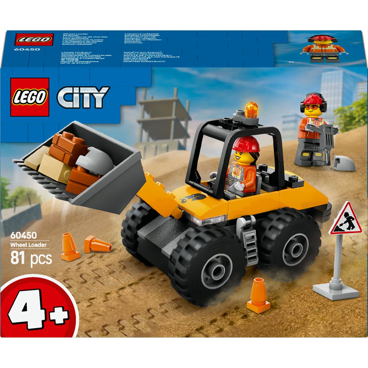 LEGO® City Yellow Construction Wheel Loader Buildable Vehicle Set 60450 ...