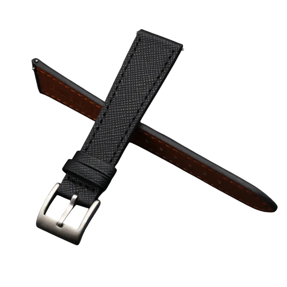18mm Saffiano Pattern PU Leather Watch Strap Black | Shop Today. Get it ...