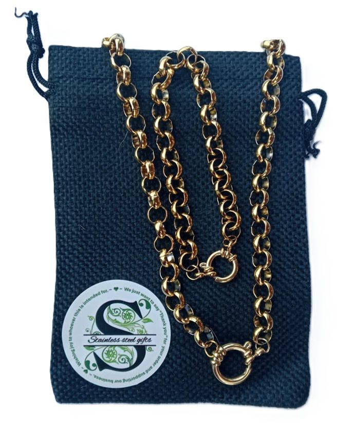Gold 8mm Roly Poly Belcher Chain Necklace & Bracelet Set - PVD plated ...