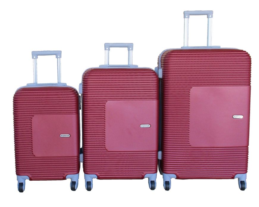 TOUGH ABS Maroon Trolley Case Set - 3 Sizes, Ribbed Design, Spinner ...