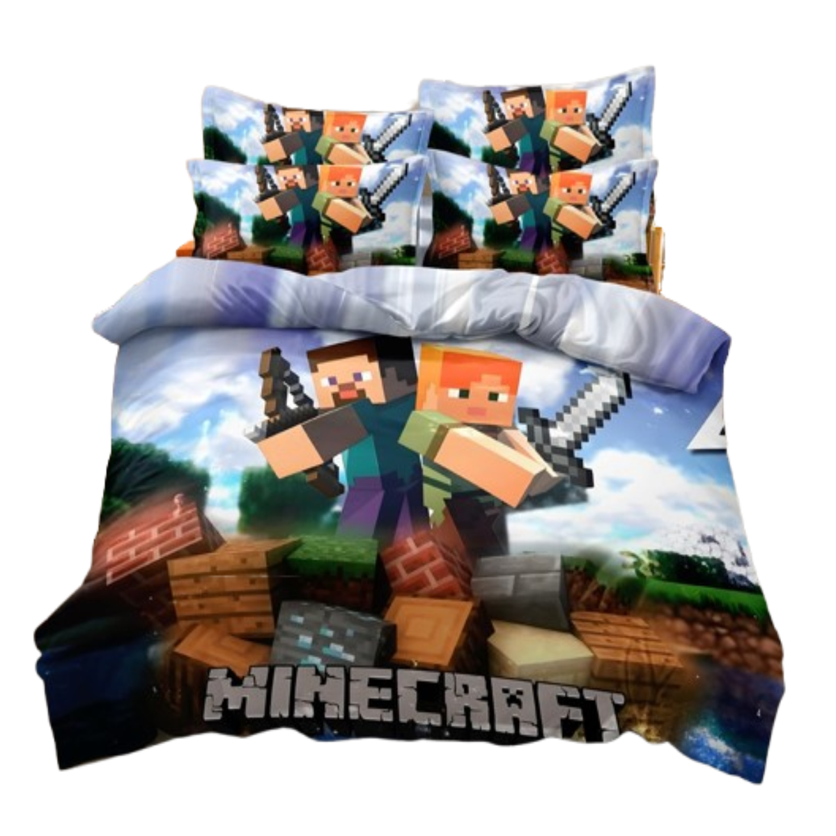 Linen Boutique - Kids Duvet Cover Set-Minecraft Warrior | Shop Today ...