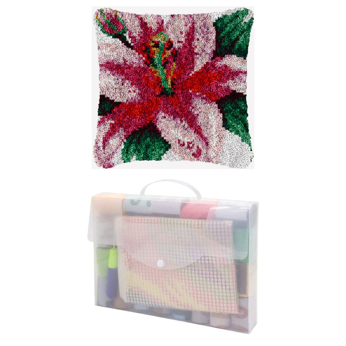 Lilly - Latch Hook Pillow Cover Embroidery Wool Art DIY Craft Kit ...