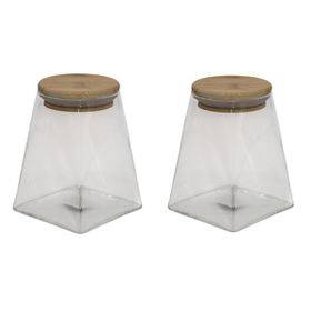 Set of 2 Triangle Glass Jars With Bamboo Lid 550 ML | Shop Today. Get ...