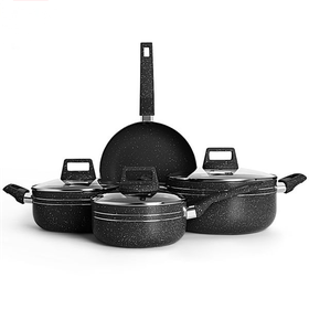 C&E 7-Piece Aluminium Cookware Set - Non-Stick Black Multi-Stove ...