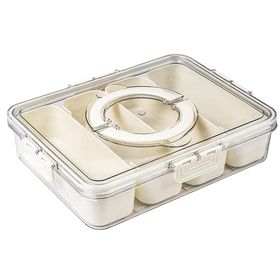 4 Clear Divided Serving Tray Dish With Lid and Handle Snackle Box ...