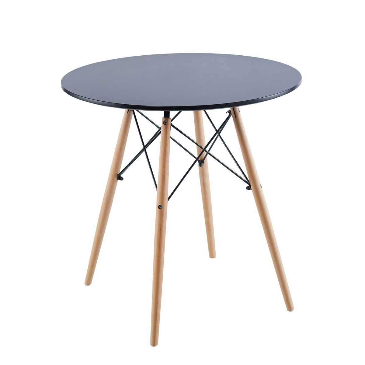 SMTE Small Round Table with Wooden Legs - Black | Shop Today. Get it ...