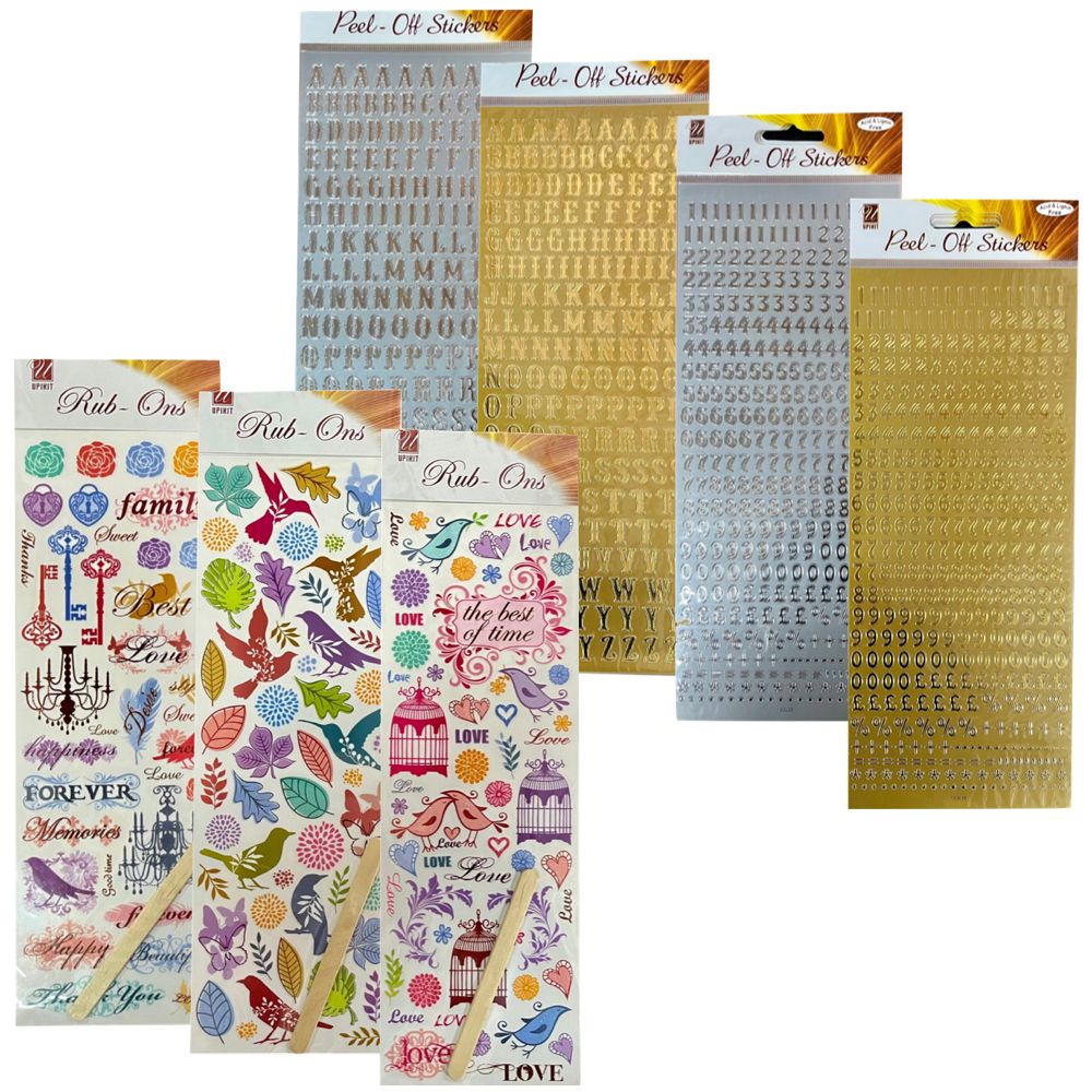 Craft 3 Pcs Rub On Stickers With 4 Pcs Acid Free Alphabet Stickers ...