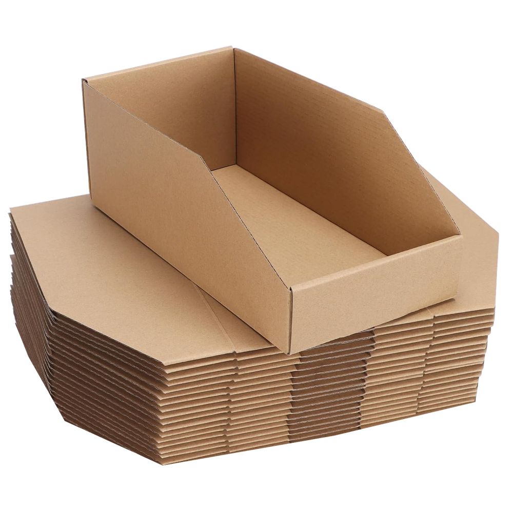 Stationery Corrugated Cardboard Open Top Storage Bin Organiser 18pcs ...