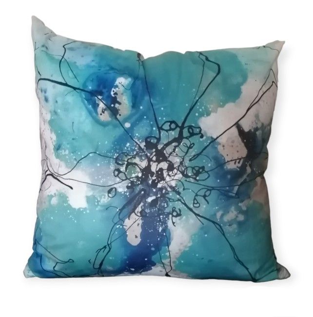 Blue Abstract Single Side Printed Throw Pillow - Multi-Colour | Shop ...