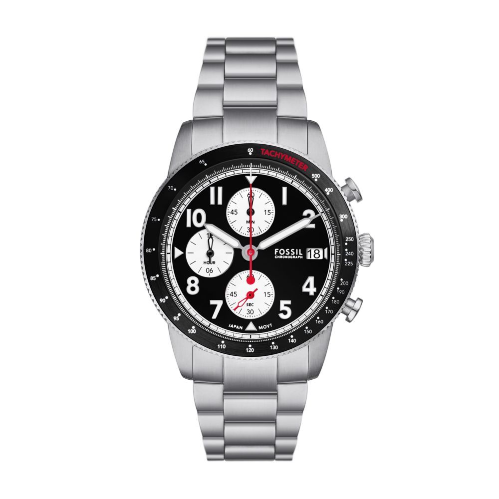 Fossil Sport Tourer Mens Silver Stainless Steel Watch-FS6045 | Shop ...