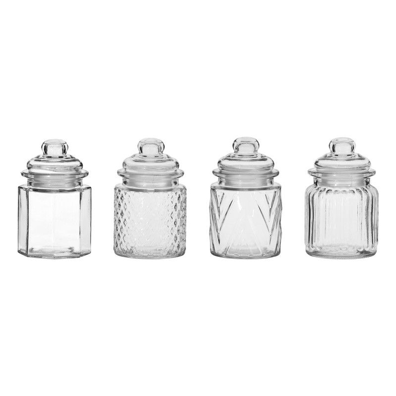 Regent Mini Glass Canisters Assorted Designs 4 Piece Set 300ml Shop Today Get It Tomorrow