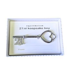 Equilibrium 21st Birthday Keepsake Key - Silver Diamante Commemorative ...