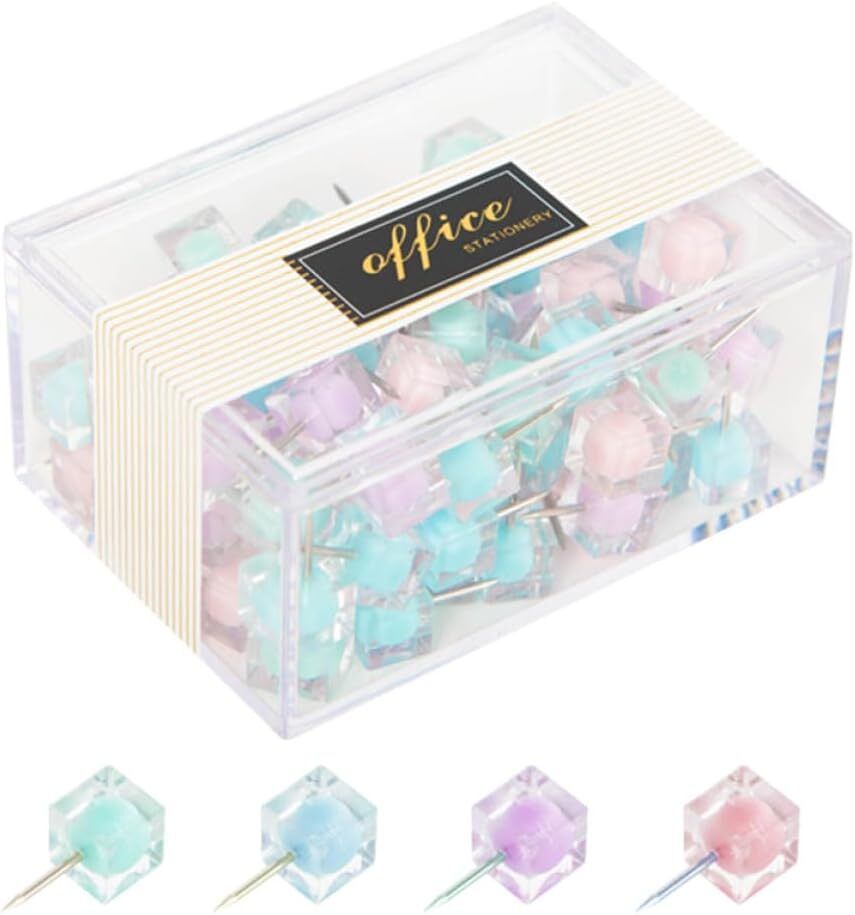80pcs Colorful Push Pins Crystal Thumbtacks Safety Push Pins for Cork ...