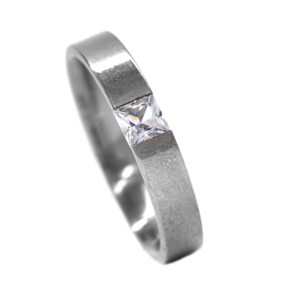 Androgyny Square Cubic Zirconia Ring Setting in Stainless Steel-AR2 ...