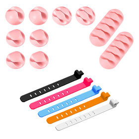 Set of 15 Cable Clips & Adjustable Ties Multi Purpose & Self Adhesive ...