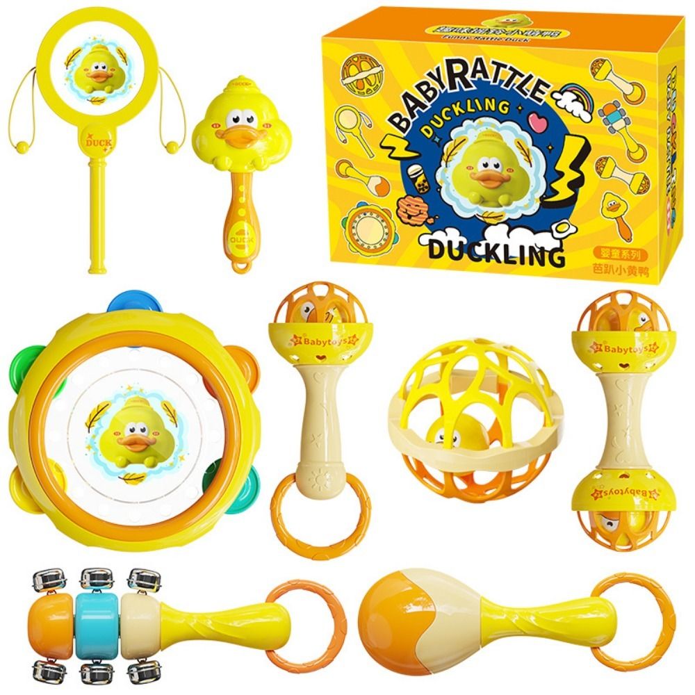 8-Piece BPA-Free Rubber Duck Rattle Set - Baby Teether & Sensory Toy ...