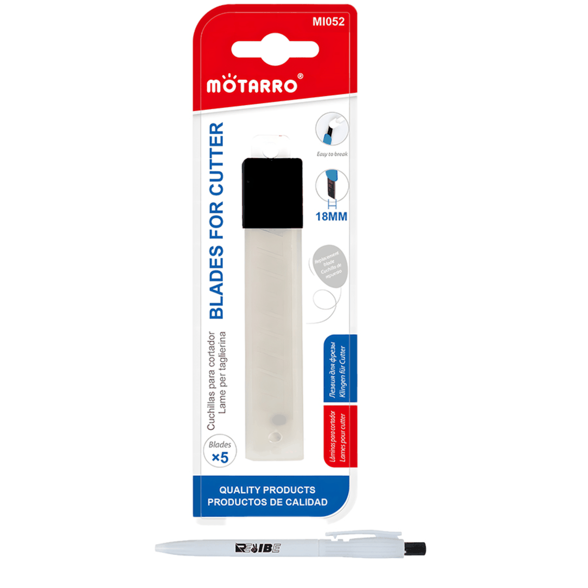 High Quality Easy Snap Off 18mm Wide Box Cutter Blades with ReVibe Pen ...