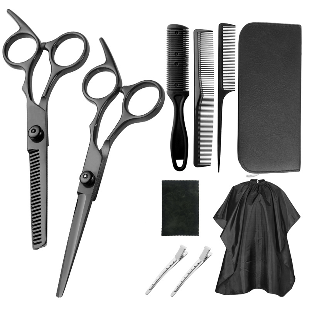 Professional Haircut Set Cutting Scissors with Thinning Shears-Black ...