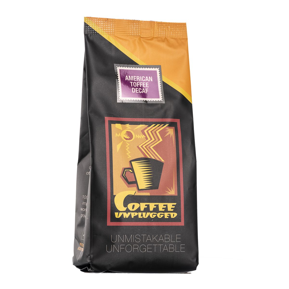 Coffee Unplugged American Toffee Flavoured Decaf Coffee - 250g Ground ...